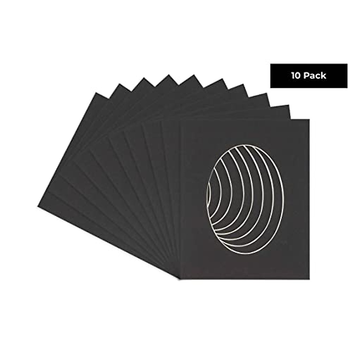 CountryArtHouse Black Acid Free 20x30 Oval Picture Frame Mat with White Core Bevel Cut for 14x25 Pictures - Fits 20x30 Frame - Pack of 10 Matboards
