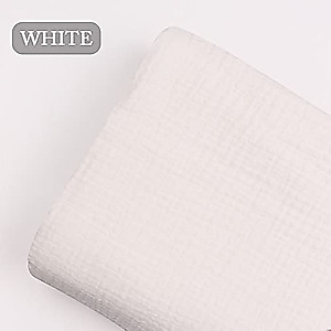 Wrinkle Gauze Cotton Material Quilting Sewing Craft Fabric Table Runners Decor Cloth for Party, Wedding Cheesecloth Kitchen Cooking (5Yard, White)
