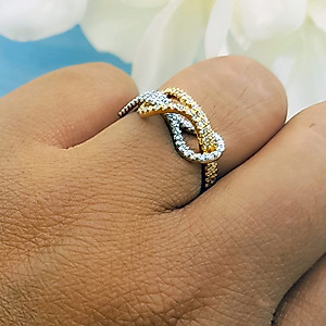 Dazzlingrock Collection 0.45 Carat (ctw) White & Round Diamond Ladies Cocktail Ring 1/2 CT | 14K Two Tone White & Yellow Gold, Size 7.5