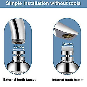 Kitchen Faucet Aerator Head 360° Rotatable Anti-Splash Faucet Sink TAP Sprayer Head Replacement, Booster Shower and Water Saving Tap for Kitchen