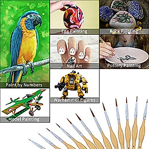 VIVIFun Micro Detail Paint Brush Set, Fine Tip Point Paint Brush for Art Painting, 12 Pcs Miniature Paint Brushes for Acrylic, Watercolor, Oil, Models, Crafts, Warhammer 40k, Line Drawing