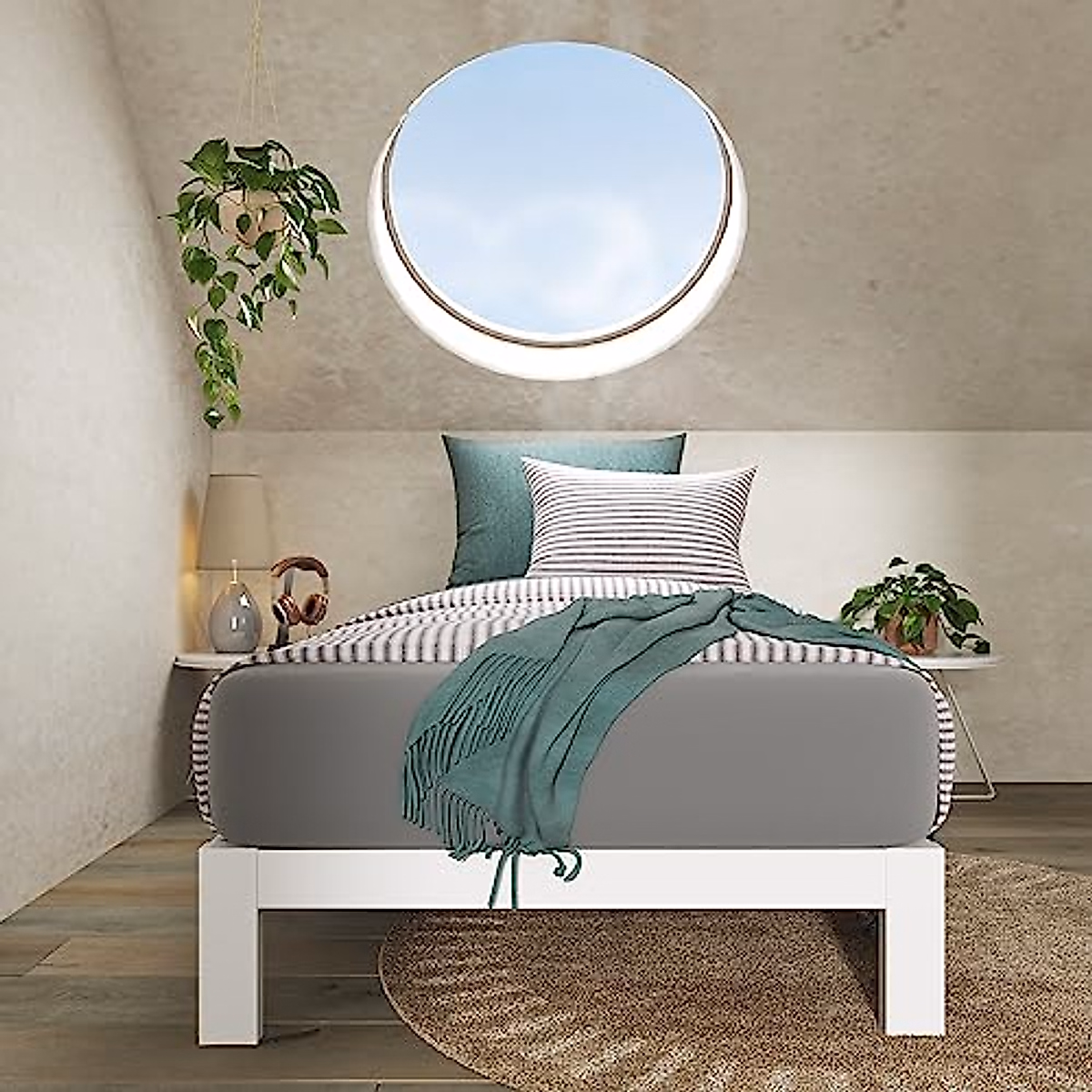 ZINUS Arnav Metal Platform Bed Frame, Wood Slat Support, No Box Spring Needed, Easy Assembly, White, Twin