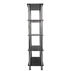 AVF S25-A Tall 5 Tier Shelving Unit in Black Glass & Chrome