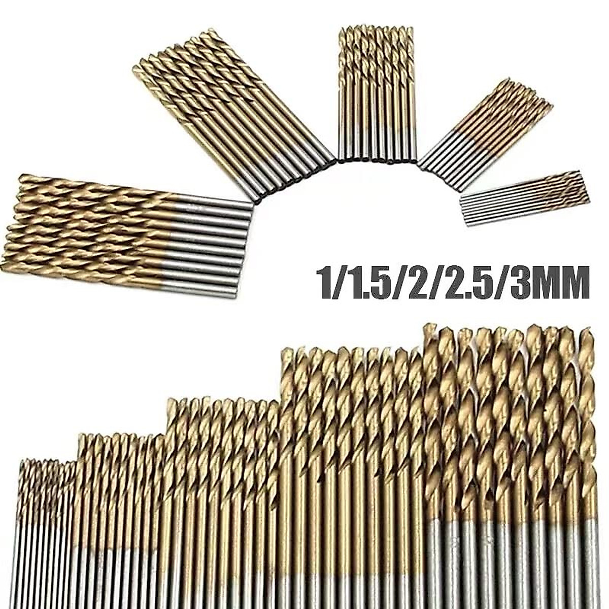 60PCS Titanium Micro Twist Drill Bits 1mm, 1.5mm, 2mm, 2.5mm, 3mm, 3.5mm-10pcs for Each，Small Fully Ground Mini Drill Bits for Wood, Plastic, Aluminum,DIY Making Craft Engraving