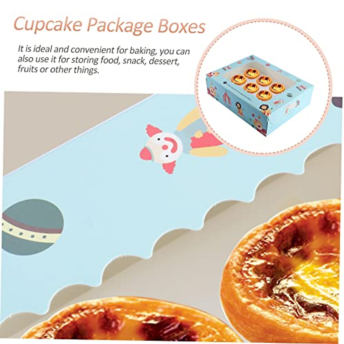 OKUMEYR 6pcs 12 Boxes Cake Box Mini Muffins Disposable Cake Stand Mini Cake Containers Cupcake Carrier Box Moon Cake Box Clear Dome Box Food Grade Cardboard Cupcake Packing Boxes Cake Roll