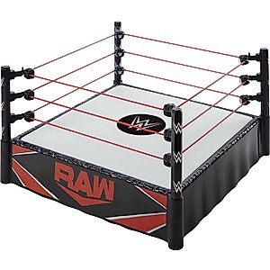 WWE Superstar Ring (14 in) with Spring-Loaded Mat & Real Flex Ropes for Action Figures; Gift for Ages 6 Years Old & Up