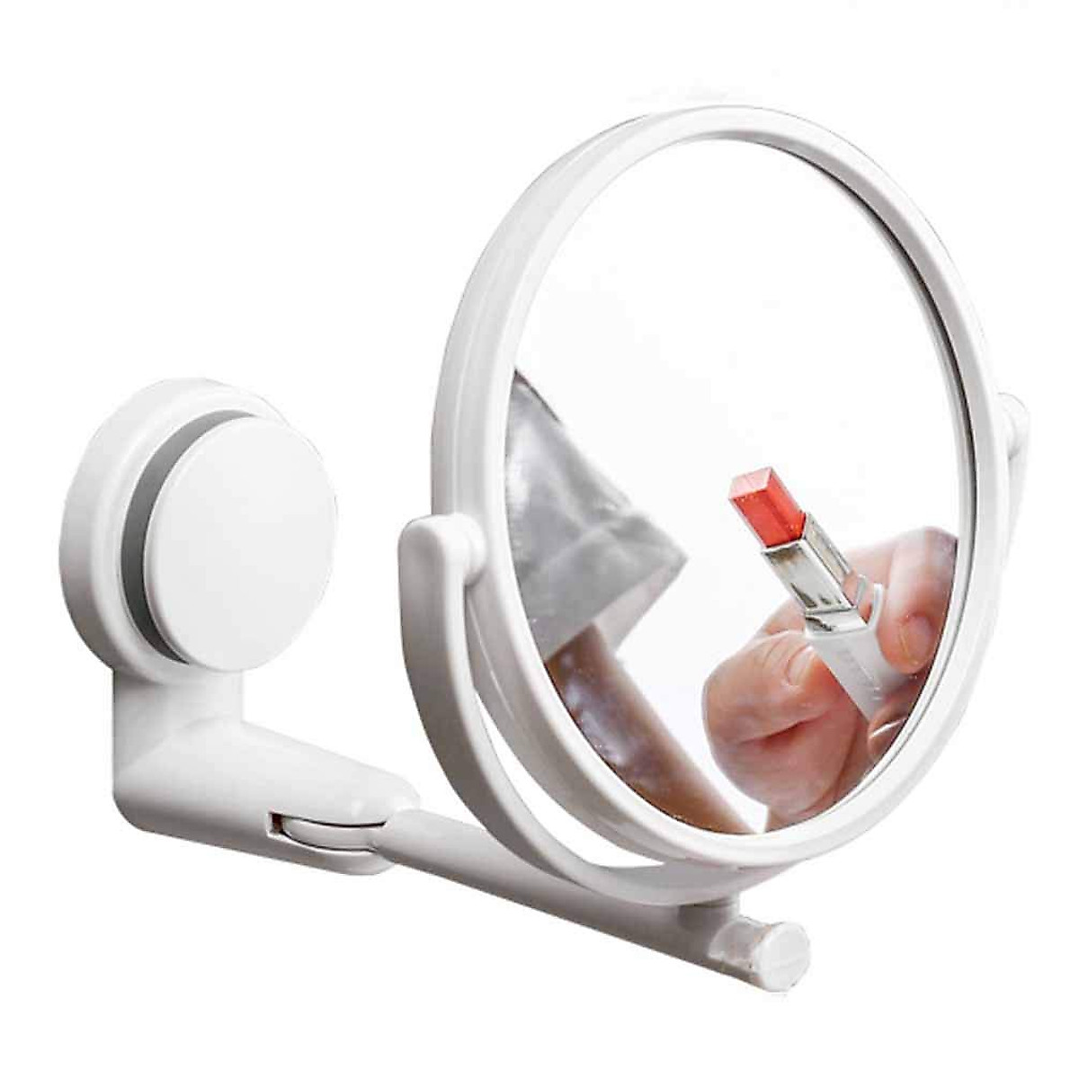 KARAOT Double-Sided Vanity Mirror, Bathroom Shaving Mirror, Wall Mounted Round Cosmetic Vanity, 2X Magnification, 360° Free Rotation and Extendable, Height Adjustable, Folding Arm, Ideal for Gifts