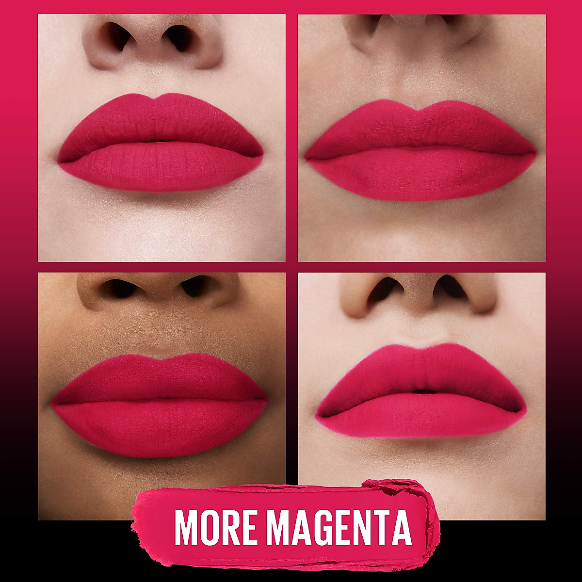 Maybelline Color Sensational Ultimatte Matte Lipstick, Non-Drying, Intense Color Pigment, More Magenta, Magenta Pink, 1 Count