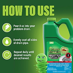 Green Gobbler Fruit Fly Goodbye Gel Drain Treatment | Drain Fly Killer | Fruit Fly Killer | Drain Flies Treatment | Fruit Flies Treatment | Drain Fly & Fruit Fly Eliminator (1 Gallon)