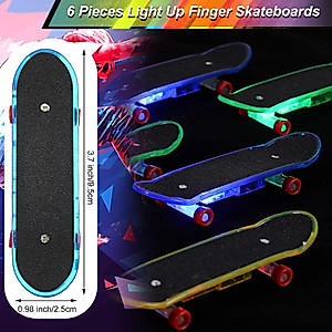 Civaner 6 Pcs Light up Mini Finger Toys Set Finger Skateboards Graduation Party Favor LED Fingerboard Creative Fingertips Movement Skateboards Kid Novelty Toys Favors Classroom Exchange Gift(Classic)