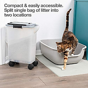PetFusion BetterBin Portable Litter Storage Bin Container (16.5 x 11.7 x 19 lwh) | Holds up to 25 lbs/10 Gallons; Great for Dry Dog & Cat Food | Adj Spout, Back & Top Handles, Heavy Duty Wheels