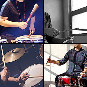 Petift Drum Sticks Set,1 Pair 5A Maple Wood Drum Sticks,1 Pair Retractable Drum Wire Brushes and 1 Pair Rods Drum Brushes set for Kids, Adults, Rock Band, Jazz Folk Students with Portable Storage Bag