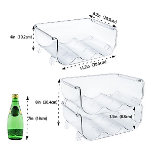 Water Bottle Organizer, Storage Holder for Kitchen Organization,Fridge, Pantry,Cabinet,Countertop,Cupboard- Plastic Cup Rack Shelf for Wine,Water,Drink- 2 Pack,Each Rack Holds 3 Containers,Clear