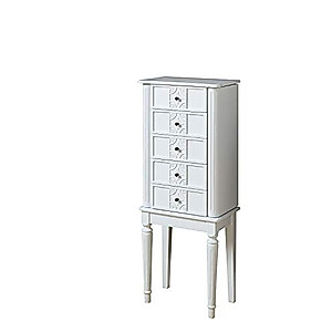 HomeRoots 16" X 10" X 40" White Mirror Jewelry Armoire