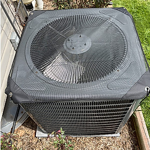 F&J Outdoors Central Air Conditioner Cover for Outside Units, Black Top Net Breathable AC Cover (Mesh, 32"x32")