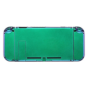 eXtremeRate DIY Replacement Shell Buttons for Nintendo Switch, Custom Back Plate for Switch Console, Housing Case with Full Set Buttons for Joycon Handheld Controller - Chameleon Green Purple