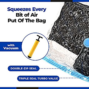 25 Pcs Vacuum Storage Bags-Space Saver Vacuum Storage Bags for Clothes(5 Jumbo, 5 Large, 5 Medium, 5 Small, 5 Roll Up Bags)Storage Bags Vacuum Sealed with Hand Pump for Comforter,Blanket and Bedding