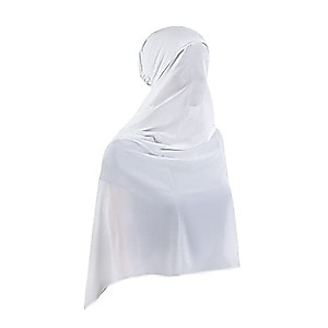 Yeieeo Women's Pre-Sewn Head Scarf Wrap Shawls Stretch Scarf Hijab Cap Chiffon Scarf with Under Caps for Hijabs (White)