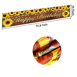 Sunflower Birthday Banner Party Decorations for Women Girls, Sunflower Theme Happy Birthday Sign Party Supplies, Sunshine Sunflower Bday Photo Background Decor for Indoor Outdoor