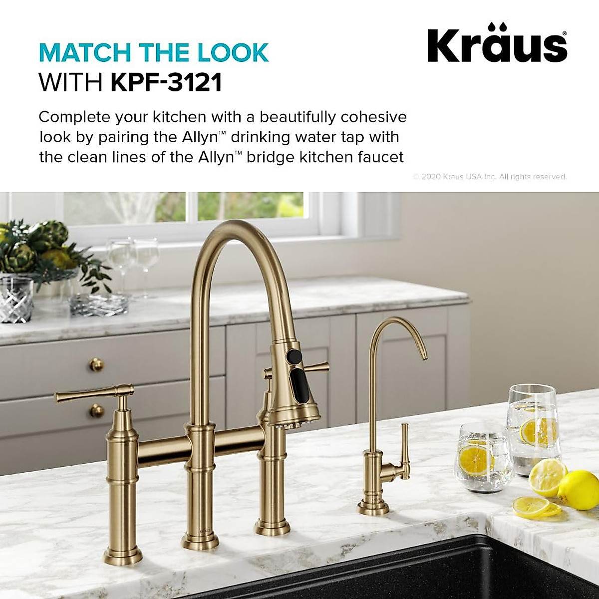 KRAUS Allyn 100% Lead-Free Kitchen Water Filter Faucet in Brushed Gold, FF-102BG