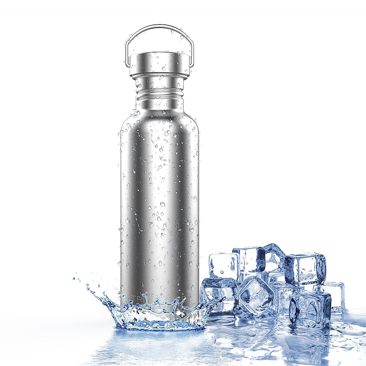 TRIPLE TREE 34 OZ Uninsulated Single Walled Stainless Steel Sports Water Bottle 18/8 Food Grade for Cyclists, Runners, Hikers, Beach Goers, Picnics, Camping - BPA Free