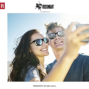 ROCKNIGHT HD Polarized UV Sunglasses for Men Silver Mirrored Sunglasses for Women Metal Square UV 400 Sunglasses Stylish