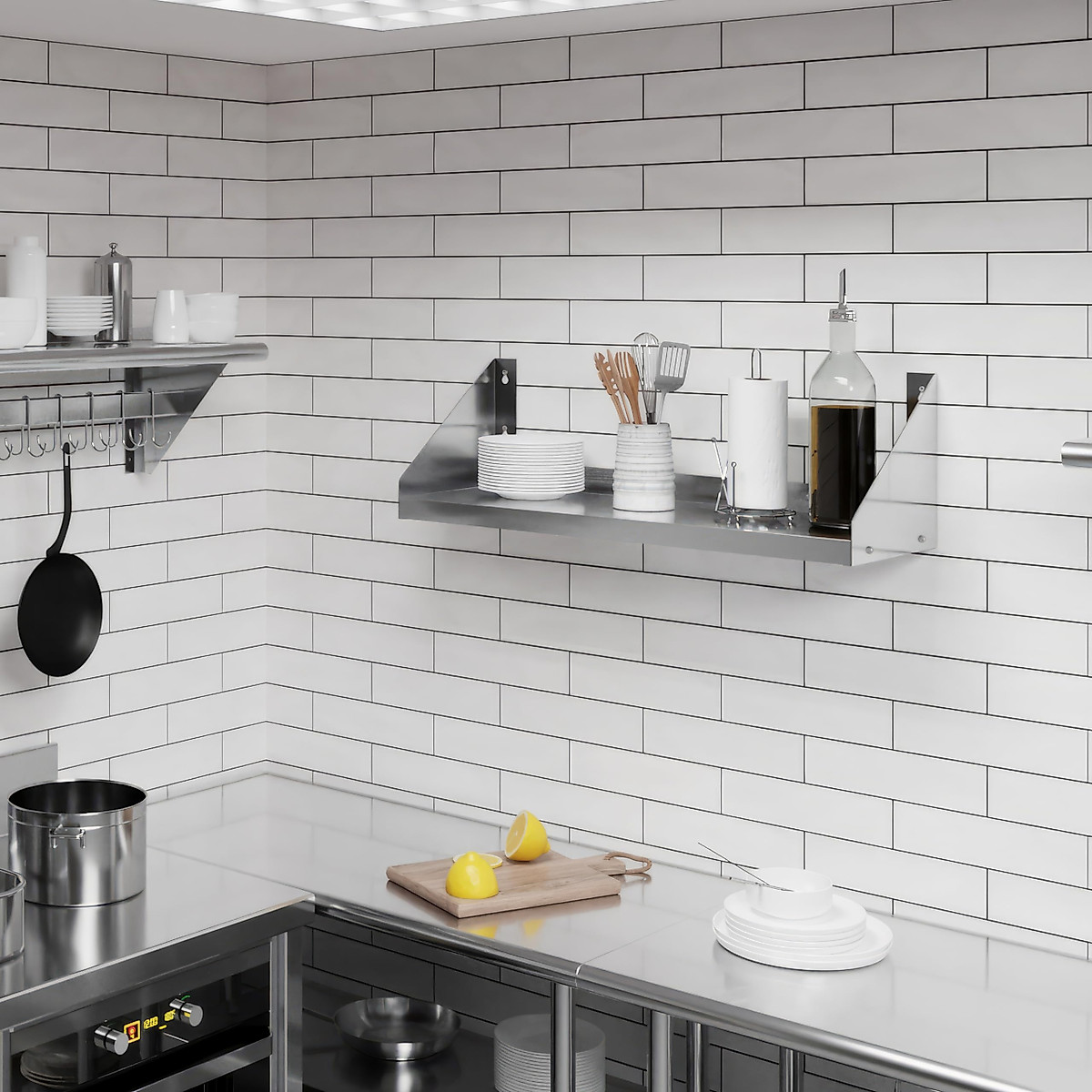 AmGood 36 Long X 12" Deep Stainless Steel Wall Shelf with Side Guards | NSF Certified | Appliance & Equipment Metal Shelving | Kitchen, Restaurant, Garage, Laundry, Utility Room