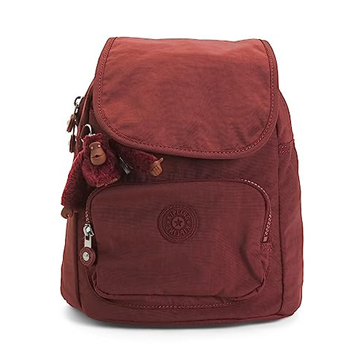 Kipling Women's Marigold Small Backpack, Adjustable, Removable Crossbody Strap, Nylon Travel Organizer, Intense Maroon B, 9''L x 11.75''H x 5''D