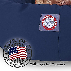 Majestic Pet 40 Inch Poly-Cotton Sherpa Calming Dog Bed Washable – Cozy Soft Round Dog Bed with Spine for Head Support - Fluffy Donut Dog Bed 40x29x9 (inch) – Round Pet Bed Large - Navy Blue
