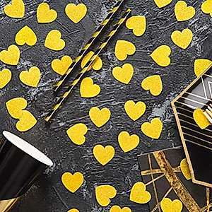 MOWO Glitter Heart Paper Confetti Wedding Party Decor and Table Decor 1.2’’ in Diameter (Gold glitte,200pc)
