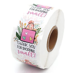 Thank You for Shopping Small Business Stickers,Cute Flower Basket Thank You Stickers,Handmade Stickers,Envelopes Seal Stickers,Mail Packaging Sticker for Small Business 500 PCS