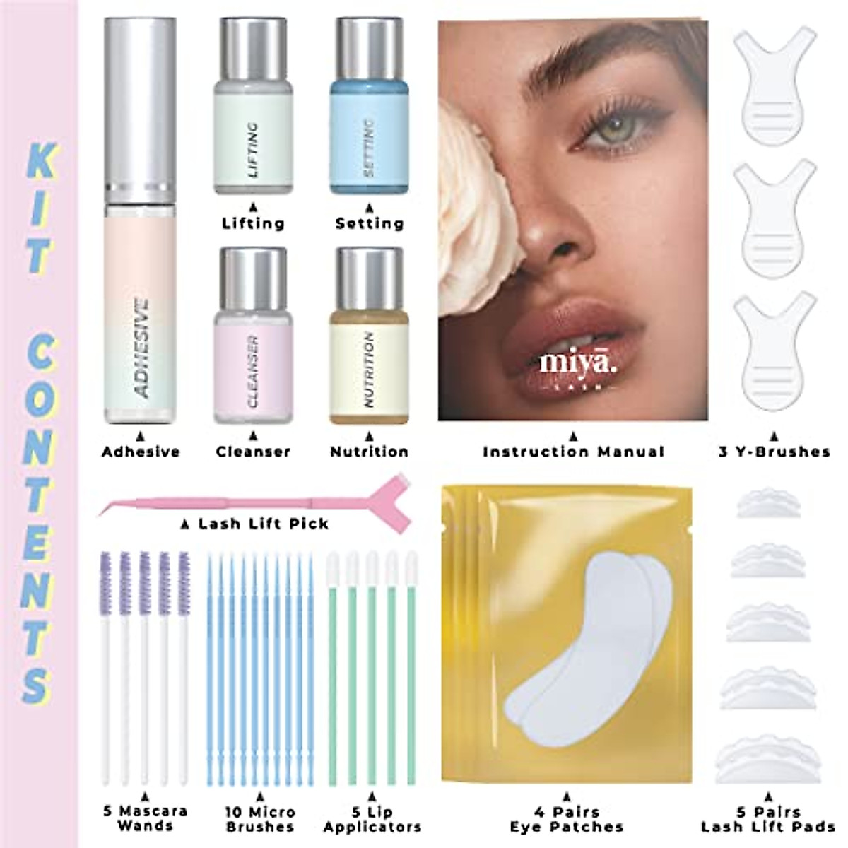 MIYA LASH Lash Lift Kit | Keratin Eyelash Perm Kit | Semi Permanent LVL Curling & Lifting Eyelashes | Includes All Tools & Accessories | Professional Result | Home & Salon Use | Vegan Eyelash Lift Kit