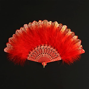 Luxurious Feather Fan for Wedding Dance Fan Performance DIY Court Dance Hand Fan Art Craft Gift Wedding Party Decoration