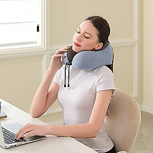 SREOZ Travel Pillow Memory Foam Neck Pillow, Skin-Friendly and Breathable Pillowcase with 3D Eye Mask, Earplugs and Portable Storage Bag, Suitable for Airplane, Train and Home Use