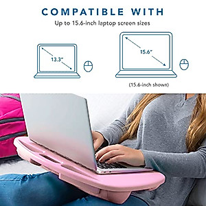 LapGear MyDesk Lap Desk with Device Ledge and Phone Holder - Rose Quartz - Fits up to 15.6 Inch Laptops - Style No. 44444