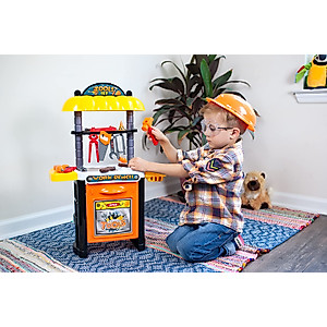 Kids Tool Bench, 32 Piece Toddler Workbench with Toddler Tool kit, Pretend Play Tool Set for Kids, Kids Workbench STEM Role Play Construction Toy Tool Bench, Indoor & Outdoor Set for Kids Ages 3+