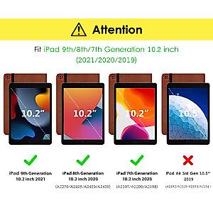 DTTO for iPad 9th/8th/7th Generation 10.2 Inch Case 2021/2020/2019, Premium Leather Business Folio Stand Cover with Apple Pencil Holder - Auto Wake/Sleep and Multiple Viewing Angles, Dark Brown