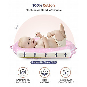 Newborn Lounger Cover for DockATot Deluxe | Cover Replacement Only for Baby Nest | 100% Cotton | Includes “Hello World” Sign (Pastel Geometry) | The Cover is not Created by Dockatot