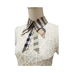 Vpang Detachable Fake Collar Lapel Plaid Blouse False Collar Choker Peter Pan Necklace Neck Bow Tie (Plaid)