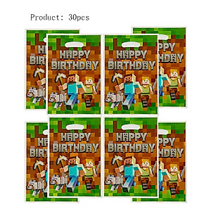 30 Pcs pixel Party Gift Bags,Candy Bags Party Supplies for Kids Cute Themed Party, Birthday Decoration Gift Bags Well for Girls or Boys