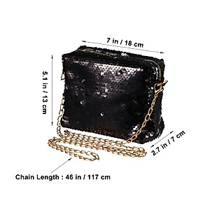 OULII Fashion Glitter Bag Handbag Party Evening Clutch Shoulder Bag for Women (Black)
