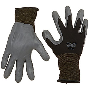 12 Pack - SHOWA Atlas 370 Black Work Gloves - Large