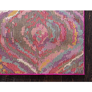 Unique Loom Estrella Collection Colorful, Abstract, Geometric, Gradient, Modern Area Rug, 5 ft x 8 ft, Multi/Pink