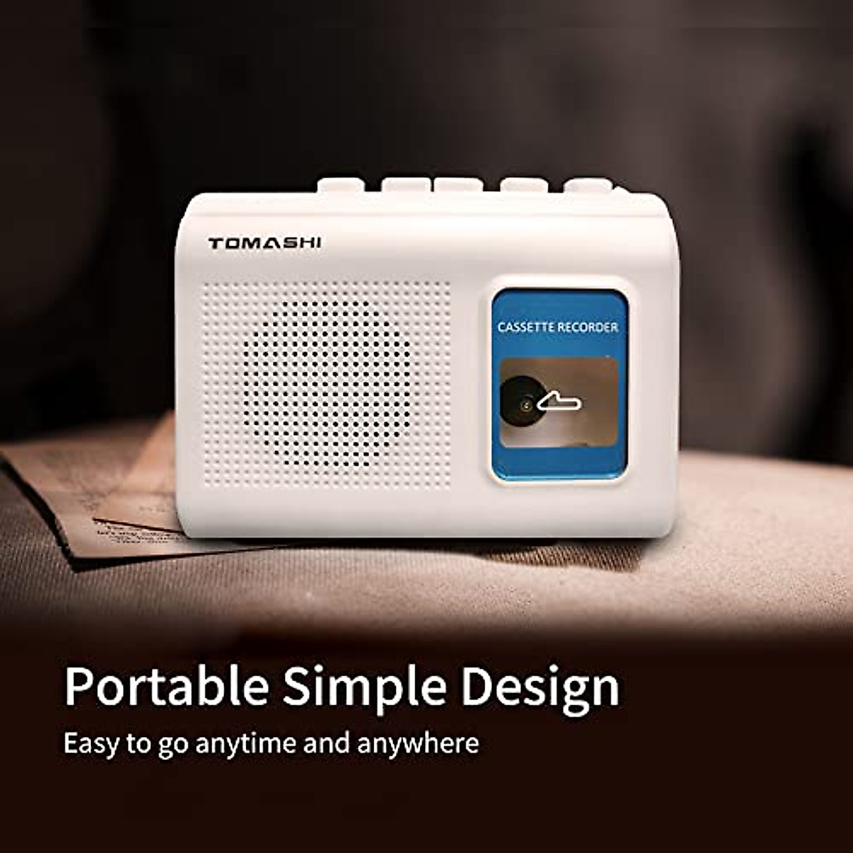 TOMASHI Portable Cassette Player Tape Recorder Walkman with Built-in Speaker,Microphone,Headphone Jack-, 4.57 x 3.54 x 1.38inch,