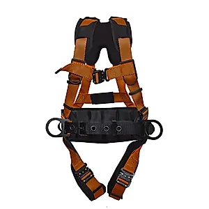 Malta Dynamics Warthog Comfort MAXX Construction Harness with Removable Belt, Side D-Rings and Additional Thick Padding, OSHA/ANSI Compliant, Large-XLarge
