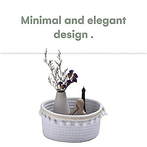 Cotton Rope Storage Basket - Toy Basket, Nursery Baby Laundry Hamper, Decorative Blanket Basket Living Room Storage - Rope Woven Basket for Baby Clothes, Books, Magazines, Blanket - Medium Size