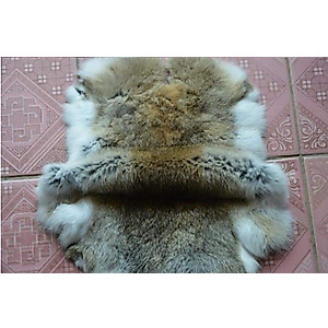 2pcs Natural Tanned Rabbit Fur Hide (10" by 12" Rabbit Pelt with Sewing Quality Leather)