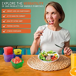Elceeo essential Solutions 21 Day Portion Control Containers for Weight Loss with electronic Booklet Guide - Set of 7 BPA Free Color-Coded Portion Control Containers ONLY