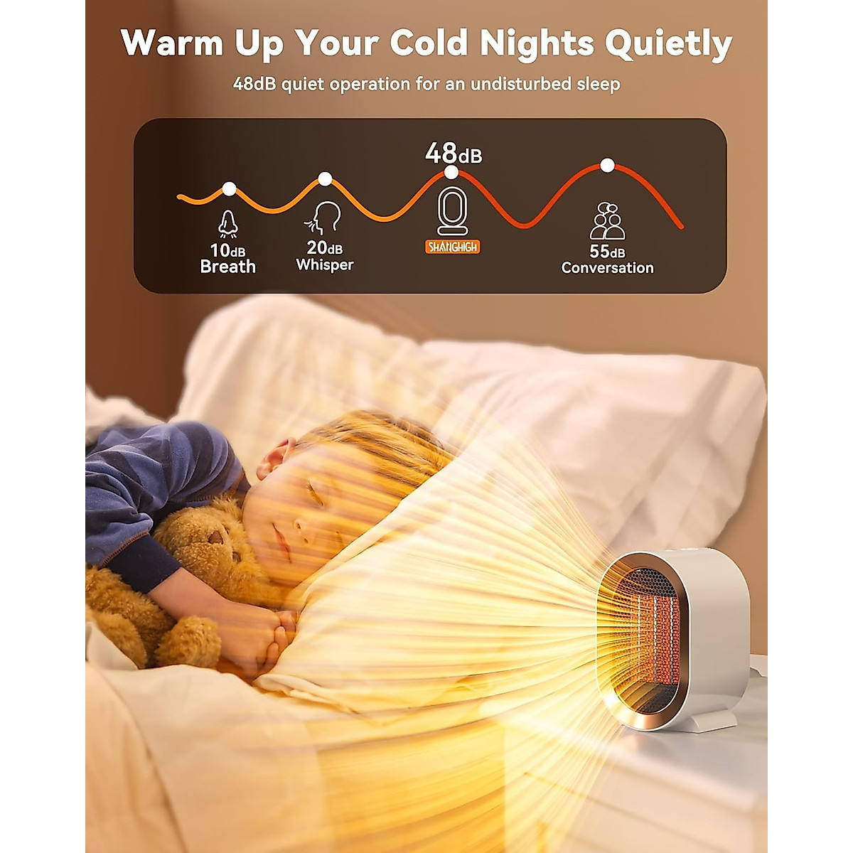 QQT Electric Space Heater,Portable Energy Efficient Space Heaters for Indoor Use,Two-Speed Portable Heater Fan for Office with Adjustable,Overheating Protection,Dumping Shutdown (White)