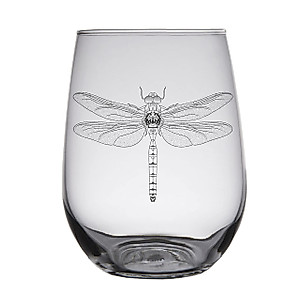 HullSpeed Designs Dragonfly Engraved Stemless Wine Glasses (set of 2)